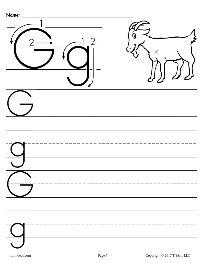 Printable Letter G Worksheets