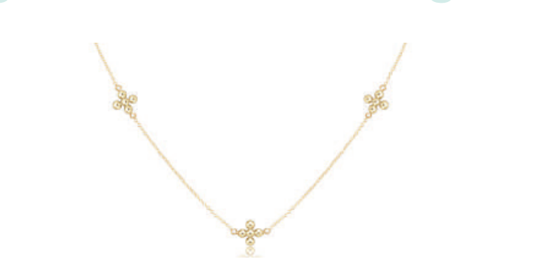 17 Choker Simplicity Chain Gold Classic Beaded Signature Cross Gold