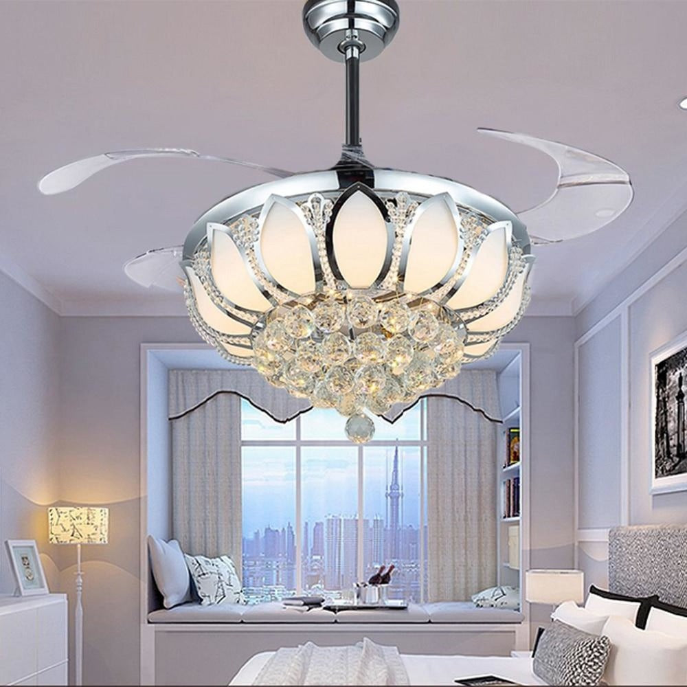 Elegant Ceiling Fan With Round Crystal Lighting My Aashis