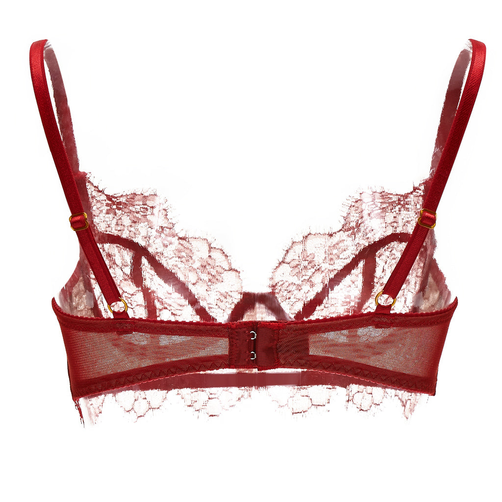 Seduction Non Padded Lace Balconette Bra Red Akiko Ogawa Lingerie