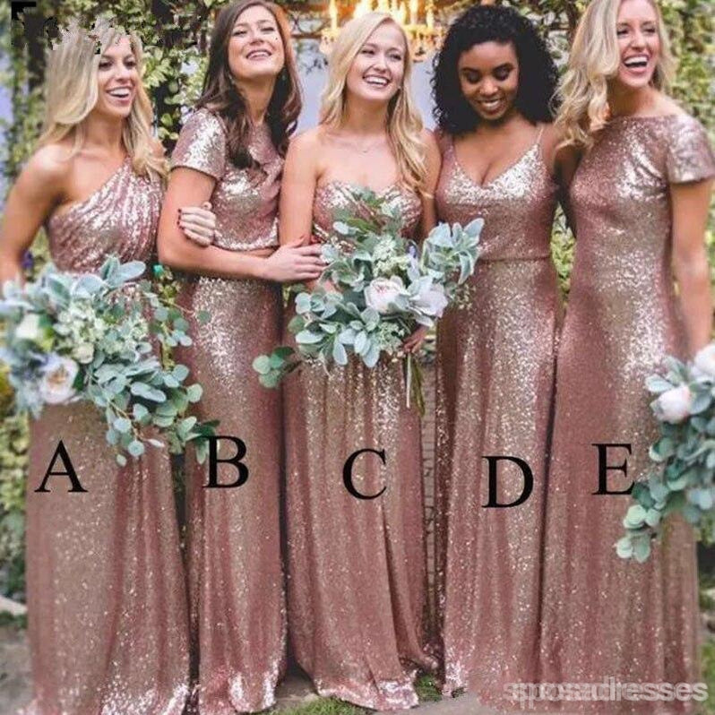 Sparkly Mismatched Sequin Long Bridesmaid Dresses Bridesmaid Dresses