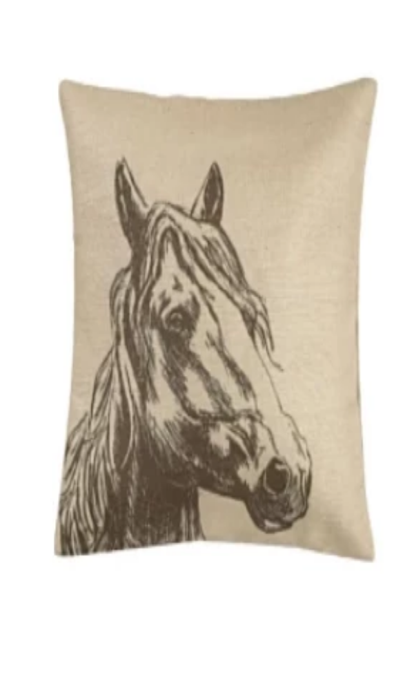 Cowgirl Kim Horse Head Burlap Pillow