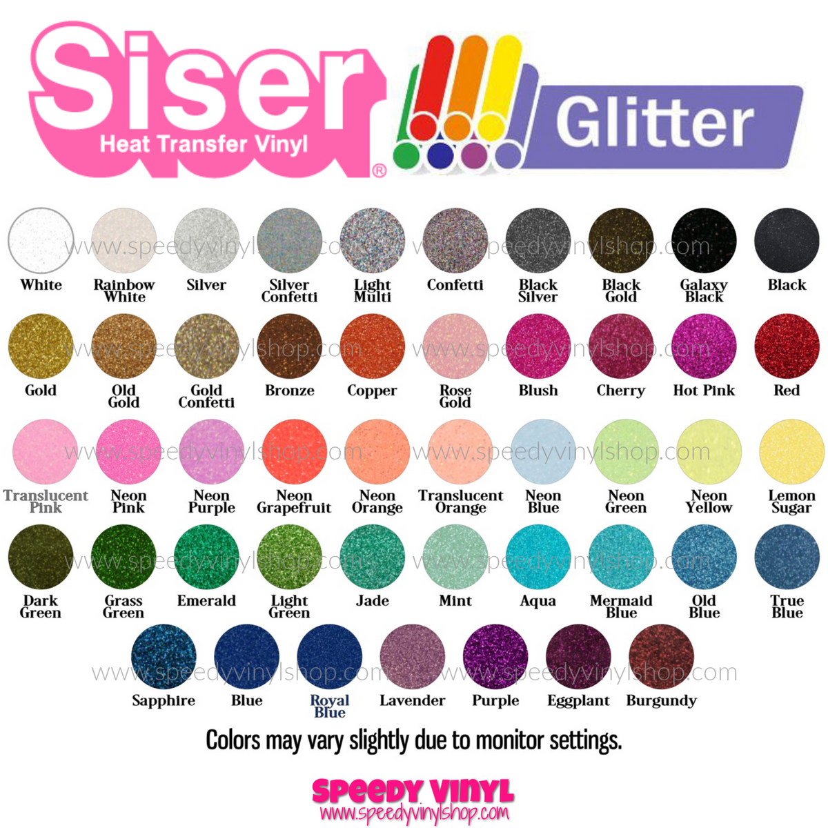 12 X 20 Siser Glitter Htv Heat Transfer Vinyl Sheets Speedy Vinyl