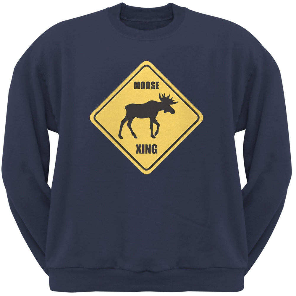 Moose Xing Navy Adult Sweatshirt