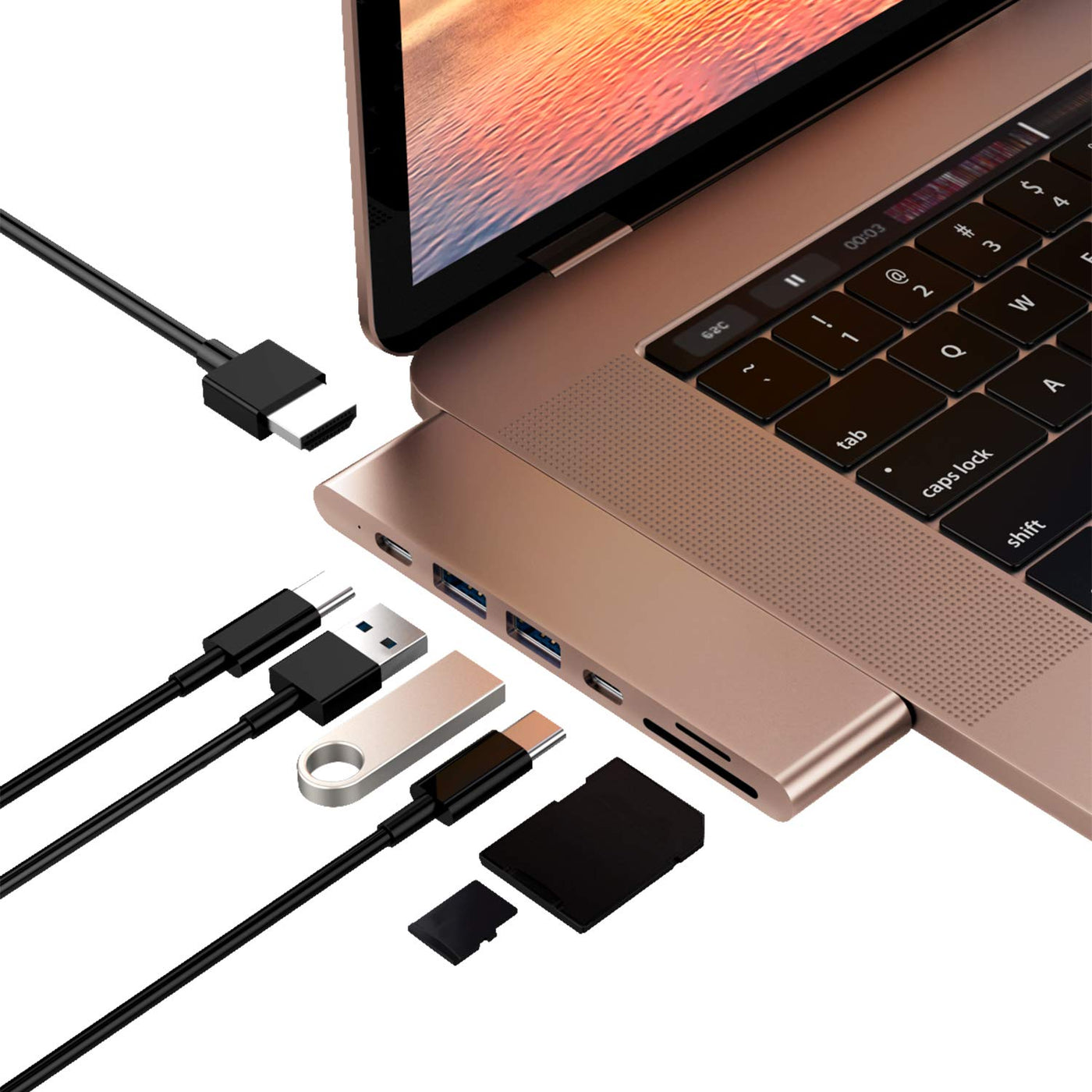 Purgo Usb C Hub Adapter Dongle For Macbook Air 20182019 With 4k Hdmi