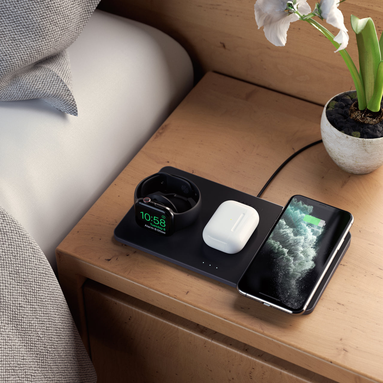 Trio Wireless Charging Pad Qi Charging Station Satechi