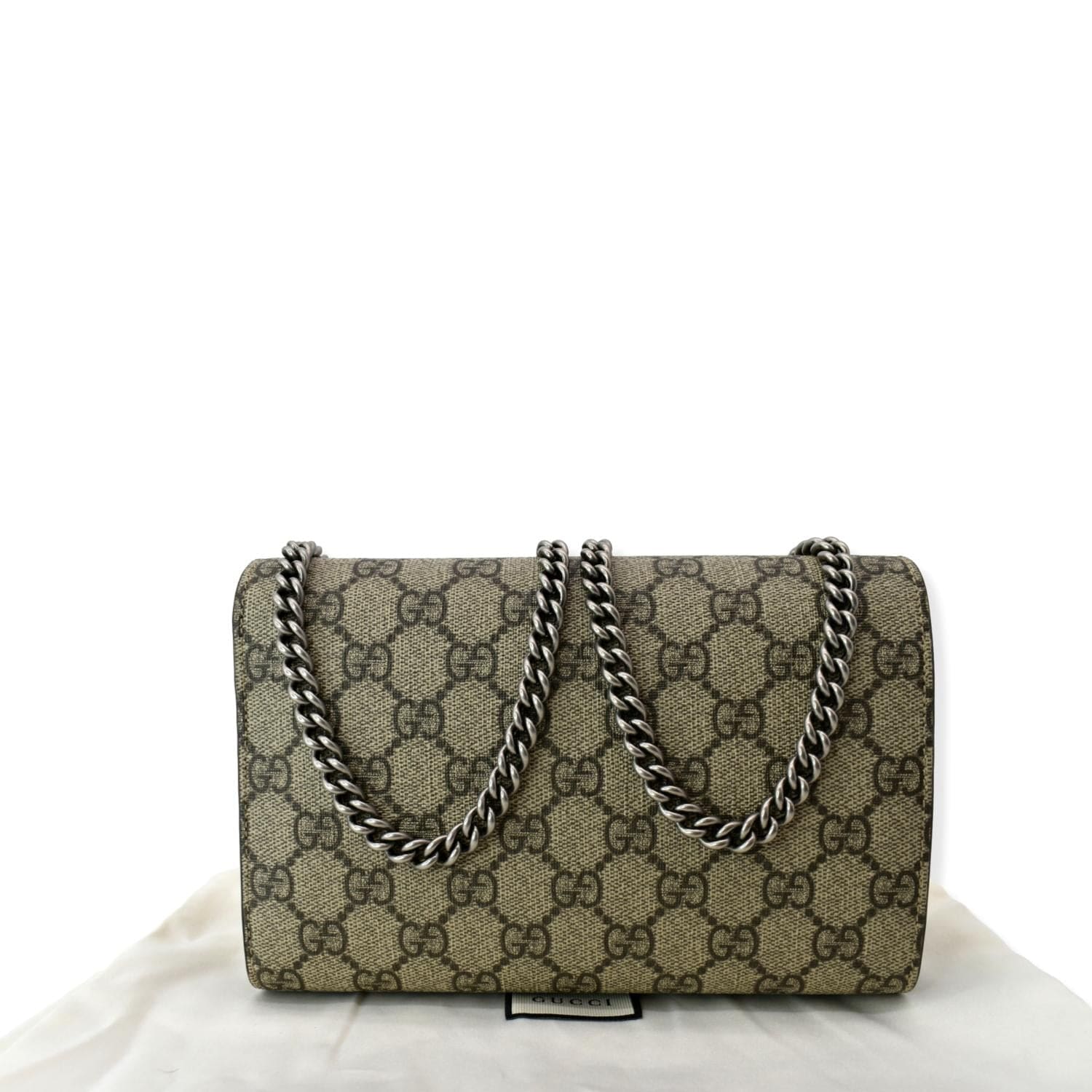 Gucci Dionysus Gg Supreme Crossbody Chain Wallet Beige 401231