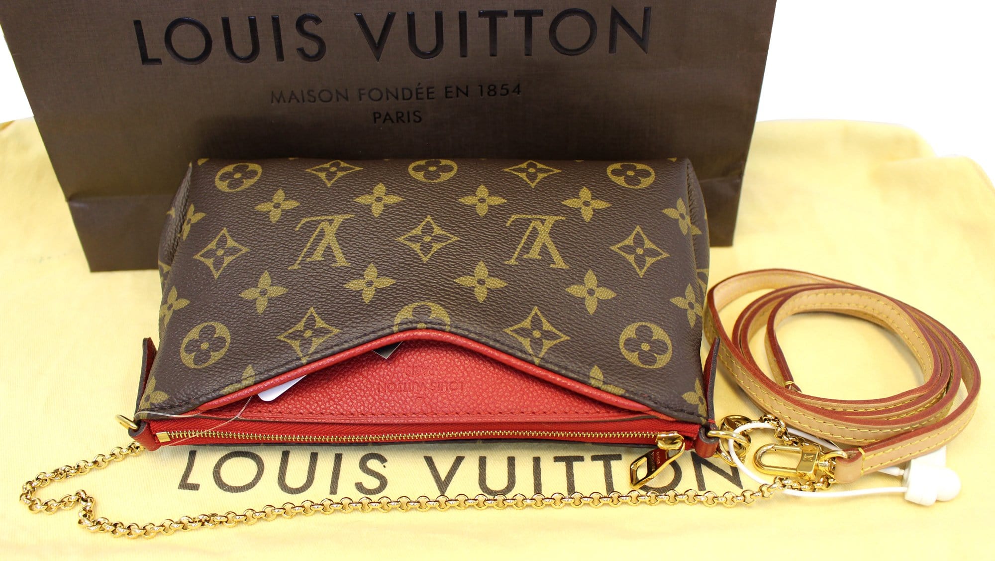 Louis Vuitton Monogram Canvas Pallas Clutch Crossbody Bag