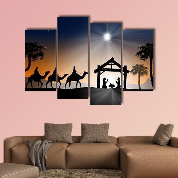 Christian Christmas Nativity Scene Canvas Wall Art Tiaracle