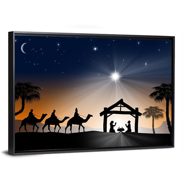 Christian Christmas Nativity Scene Canvas Wall Art Tiaracle