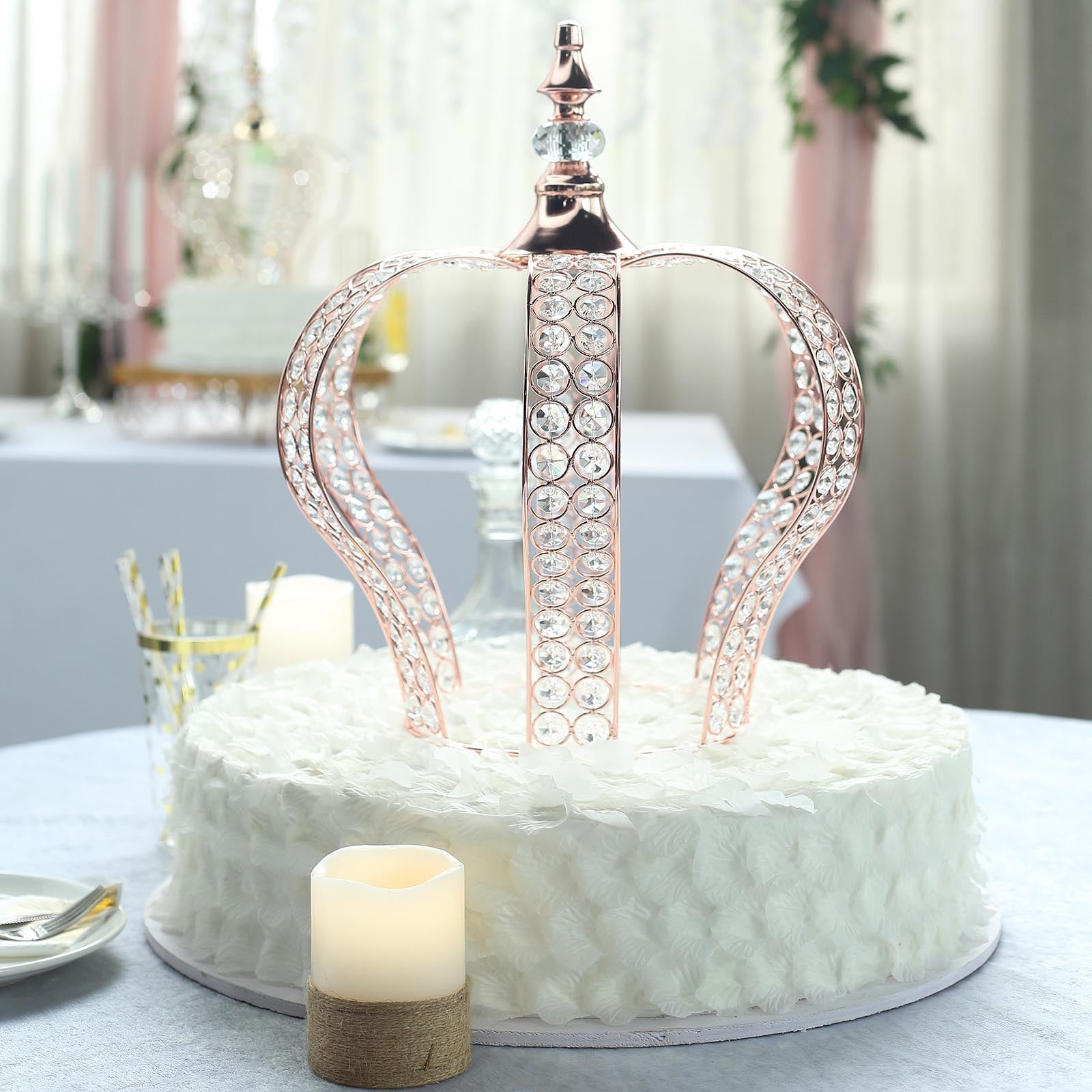 16 Rose Gold Crown Cake Topper Cake Crown Centerpiece Efavormart