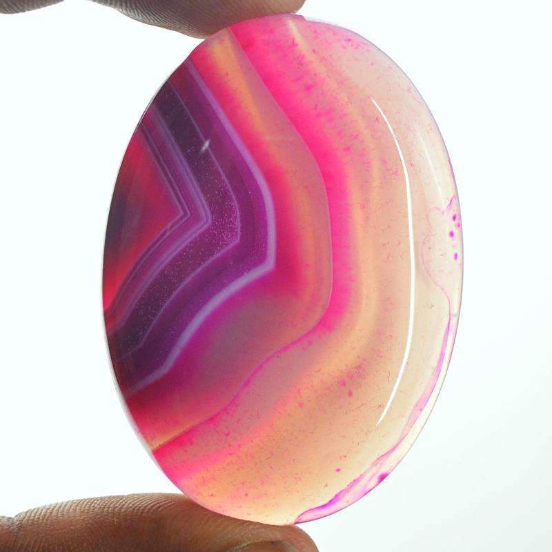 Natural Pink Striped Onyx Gemstone Oval Shape