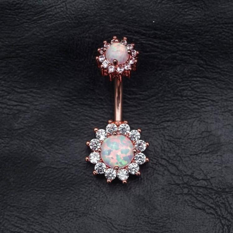 Flower Fire Opal Zircon Belly Button Ring Jennysweety