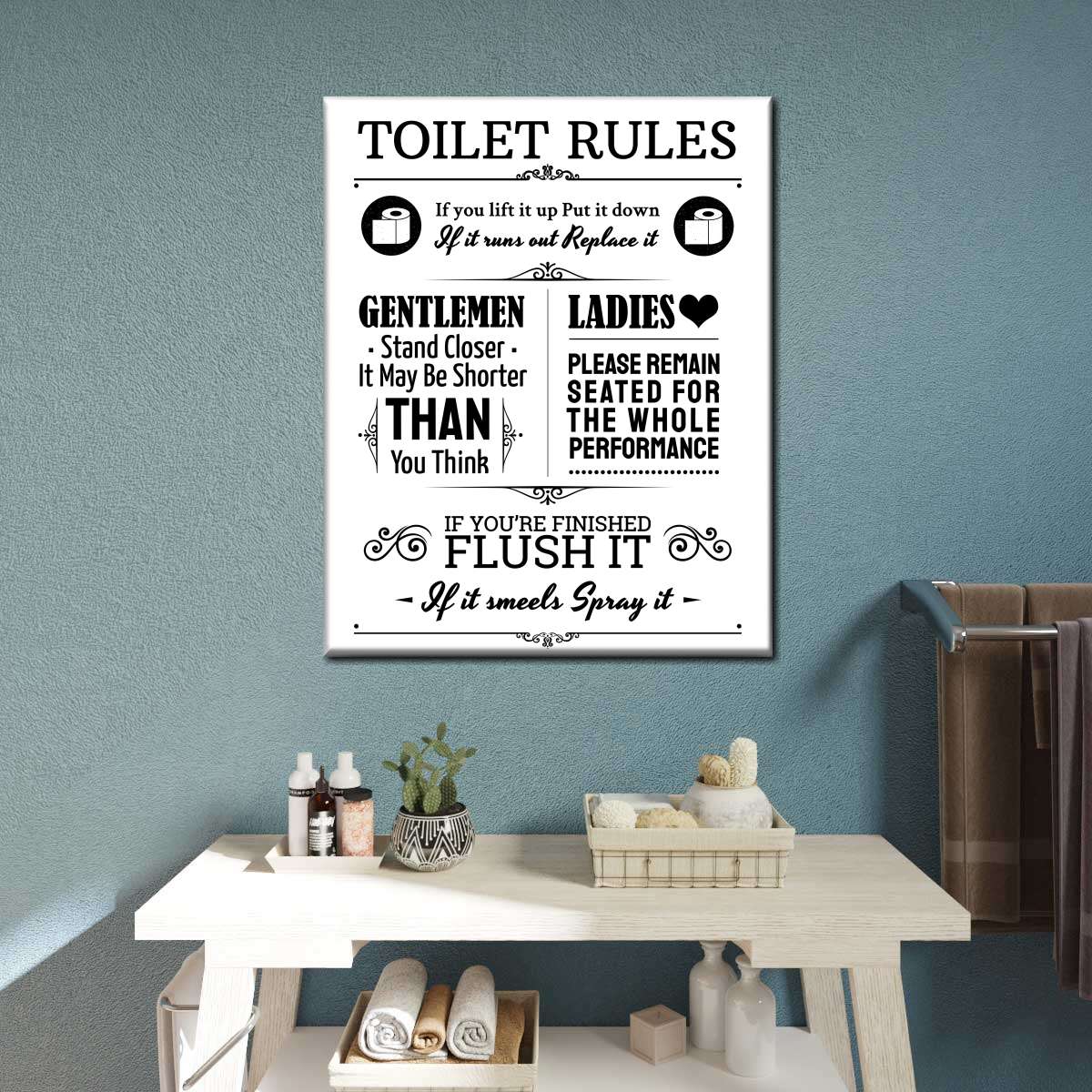 Coed Bathroom Rules Wall Art Digital Art