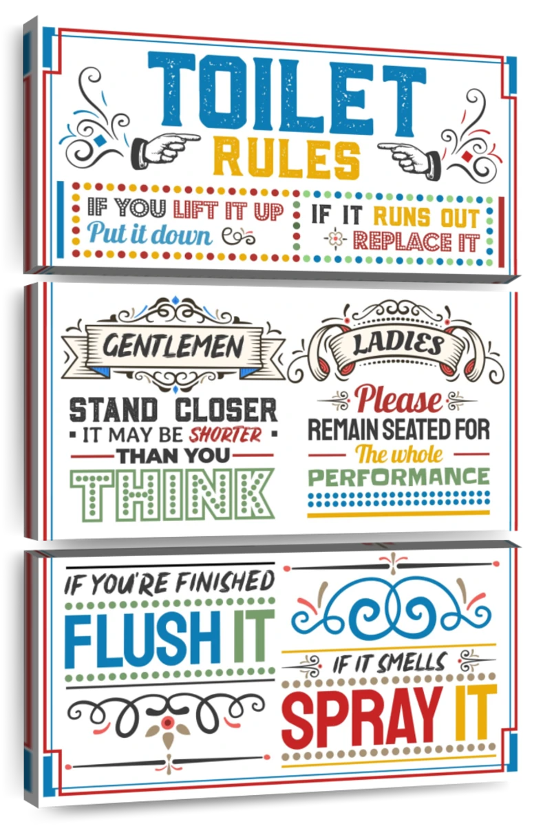 Colorful Toilet Rules Wall Art Digital Art