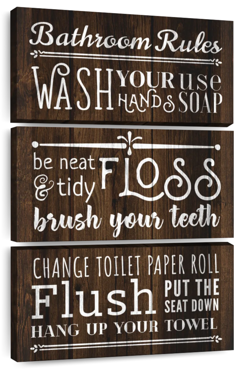 Rustic Bathroom Rules Wall Art Digital Art