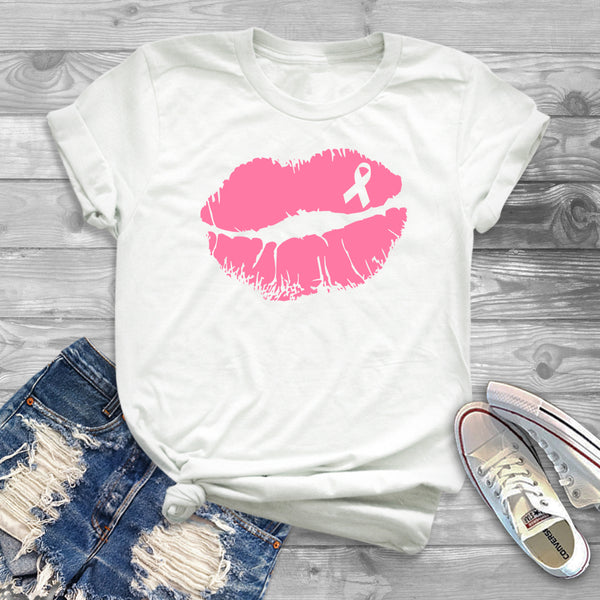 Breast Cancer Awareness Shirt Pink Lips Wear Pink Breast Cancer