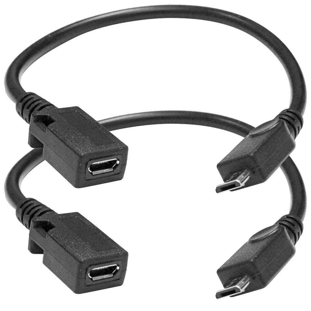 Pair Of 9 Inch Micro B Usb Male To Female Extension Cables Data