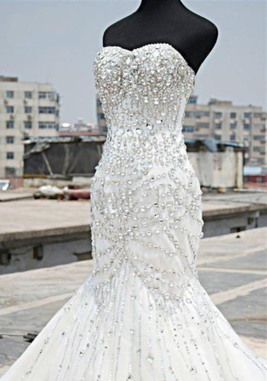 Mermaid Wedding Dress With Sparkling Crystals At Bling Brides Bouquet