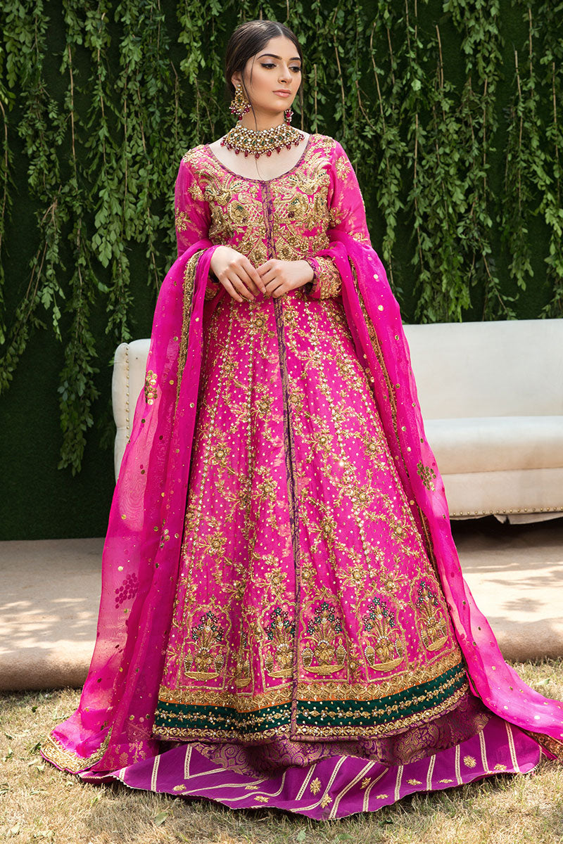 Pakistani Bridal Walima Frock In Pink Color Nameera By Farooq