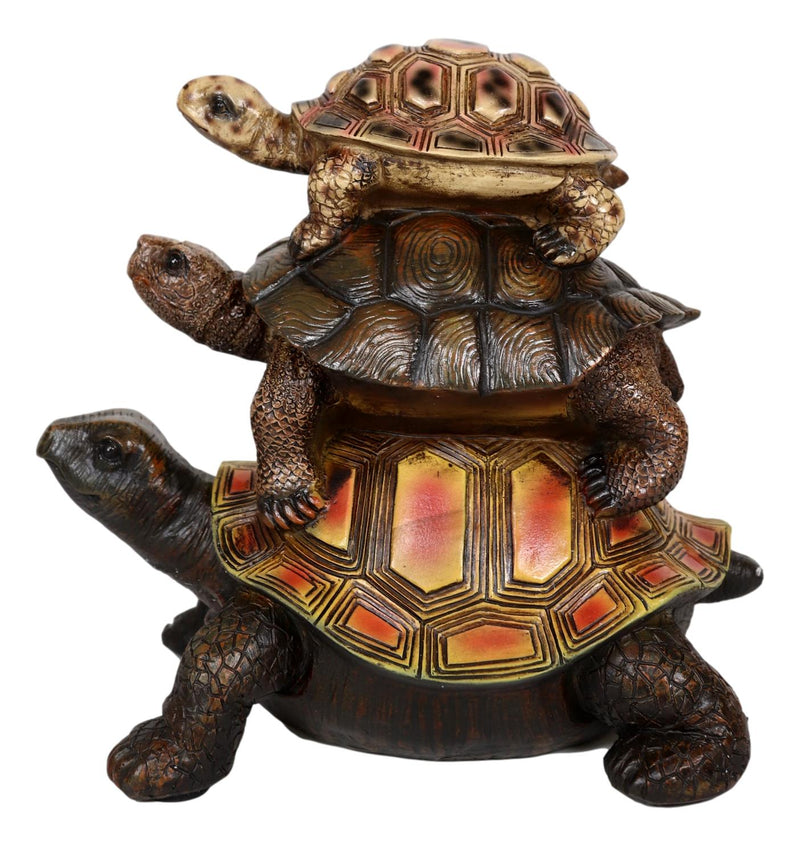 Nautical Marine Reptile 3 Stacked Acrobatic Turtles Tortoises Figurine