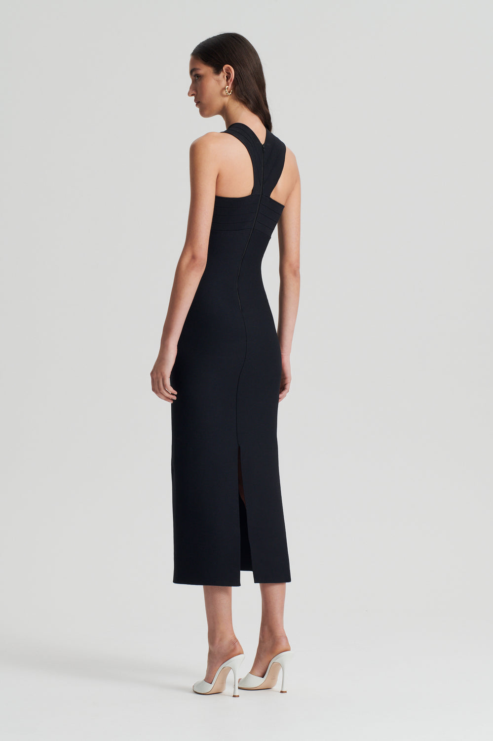 Crepe Knit Strapping Dress Black Scanlan Theodore