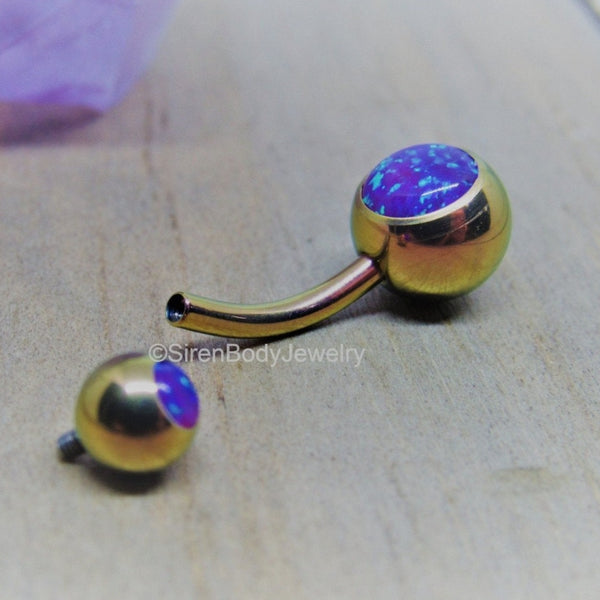 Purple Opal Belly Button Ring 14g Rose Gold Titanium Internally Thread