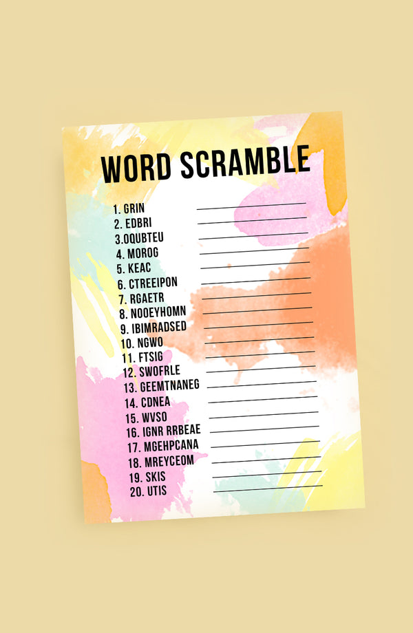 Word Scramble Wedding Game Bespoke Bride