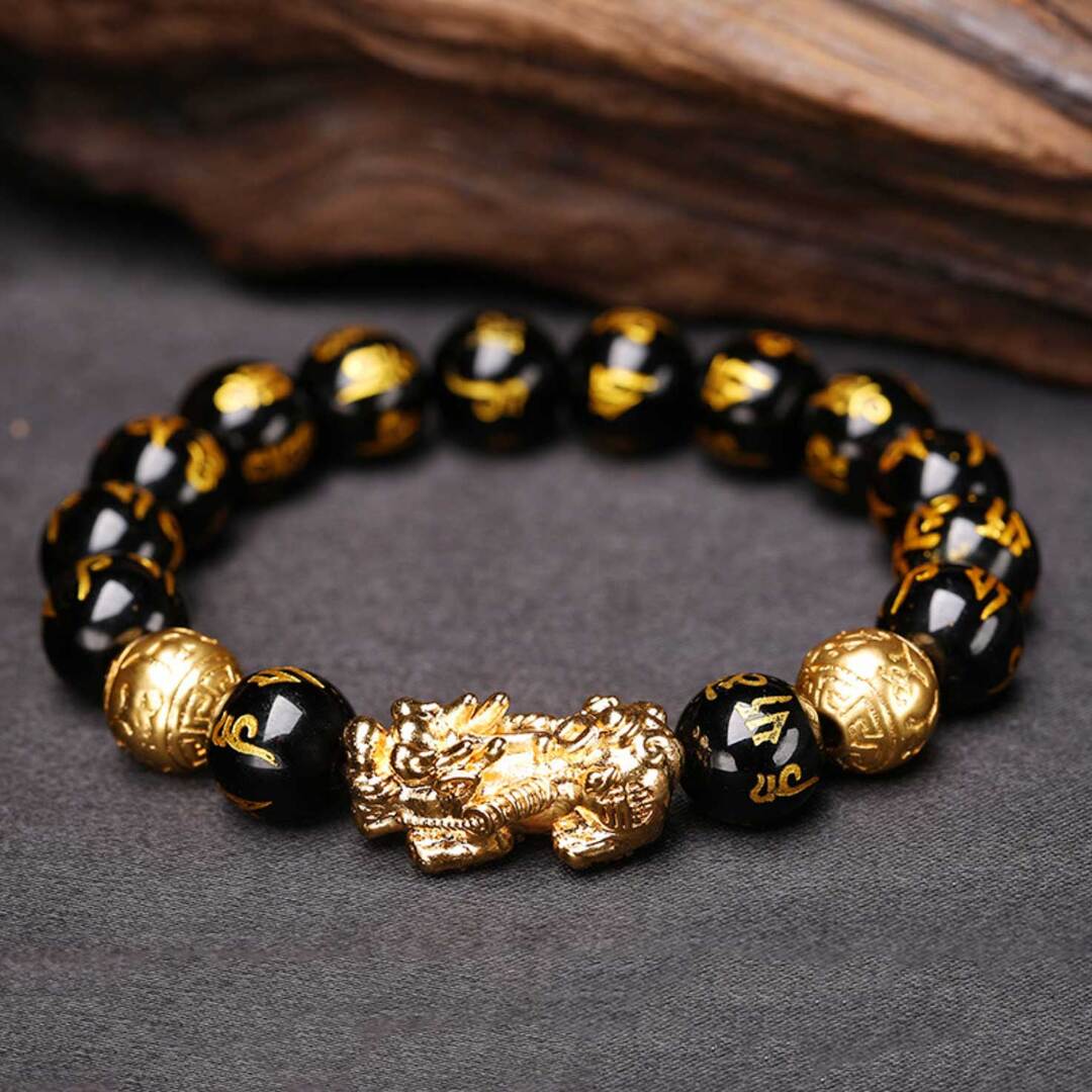 Feng Shui Pixiu Mani Mantra Black Obsidian Wealth Bracelet Inner