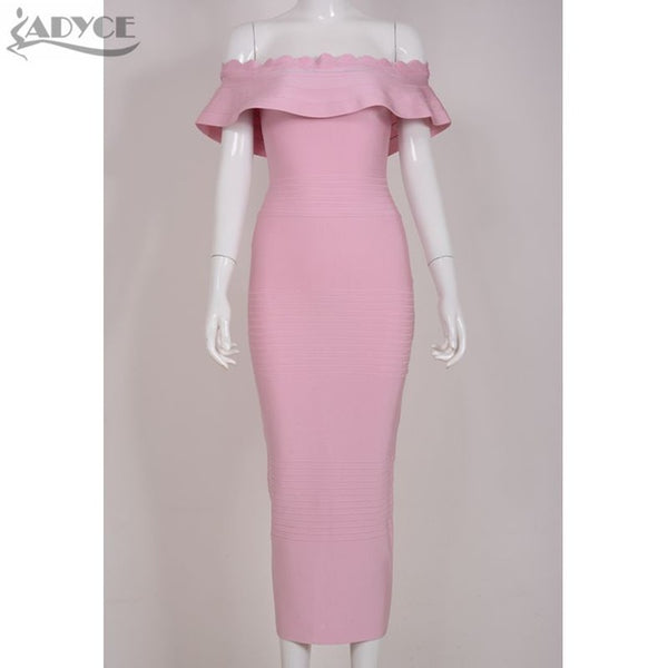 Ruffles Off Shoulder Strapless Party Dress Bodycon Elegant Evening Ban