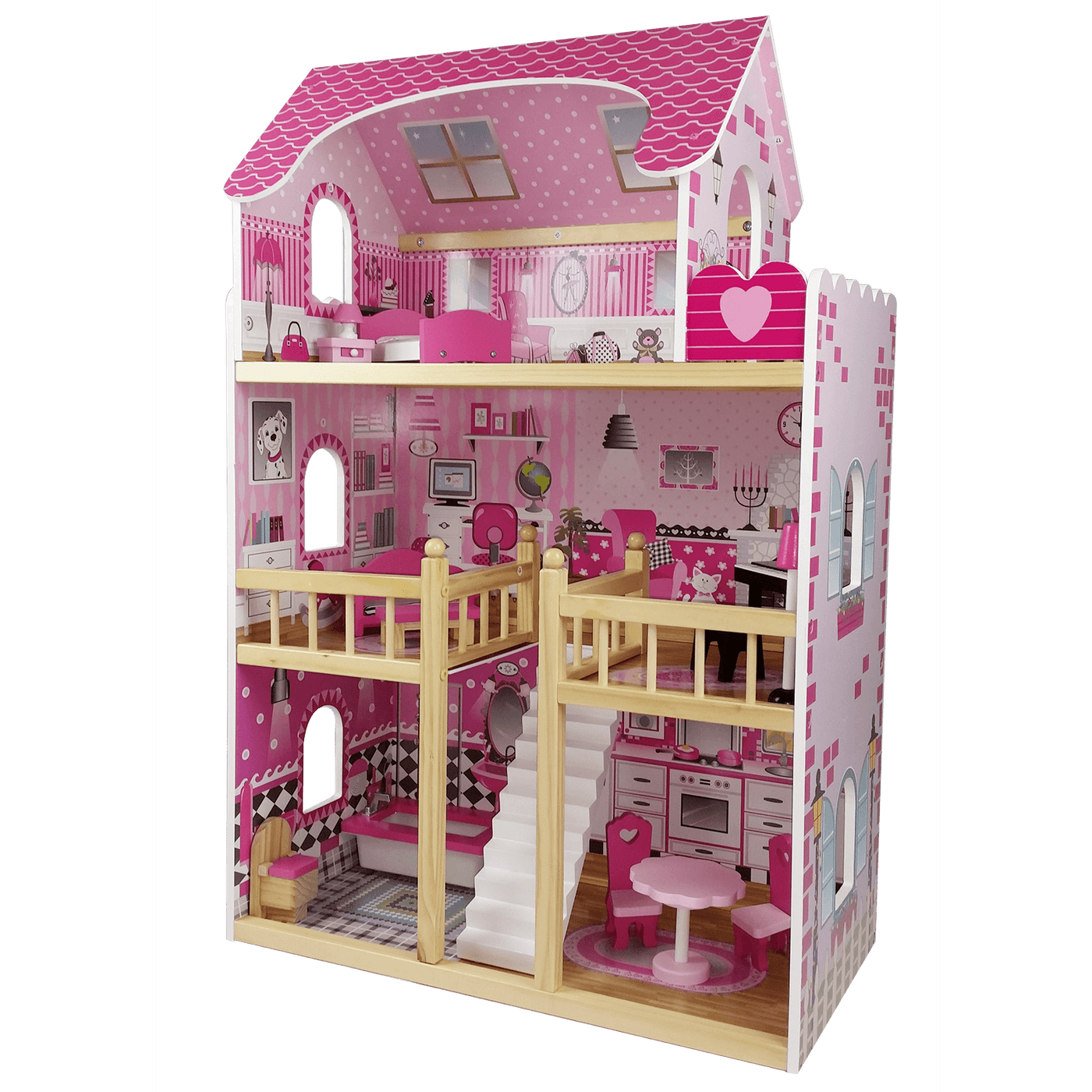 Butternut 3 Storey Large Wooden Dolls House And Accessories Toyz World
