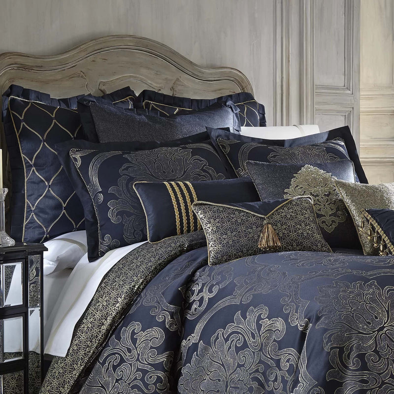 Vaughn Navygold 4 Piece Reversible Comforter Set By Waterford