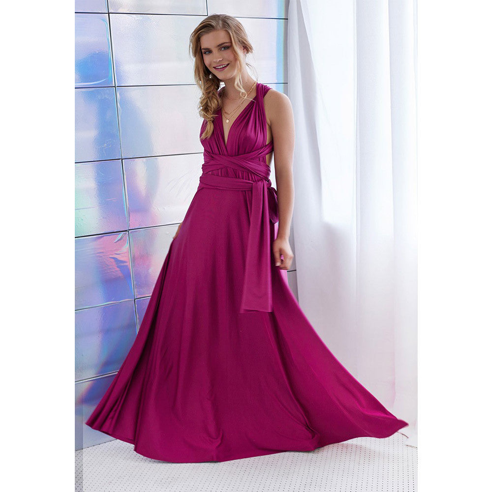 Back Cross V Neck Bandage Floor Length Prom Dress May Your Fashion