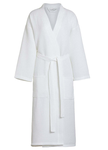 Cotton Spa Robe Long Waffle Weave Robe Light Robe White