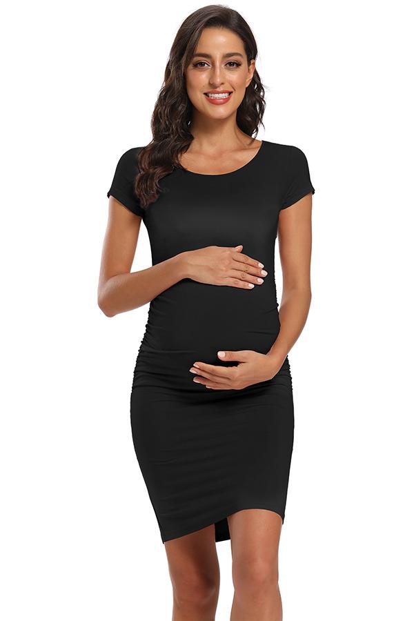 Basic Ruched Bodycon Maternity Dress Glamix Maternity