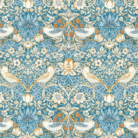 William Morris Denim Spice Strawberry Thief Fabric Terrys