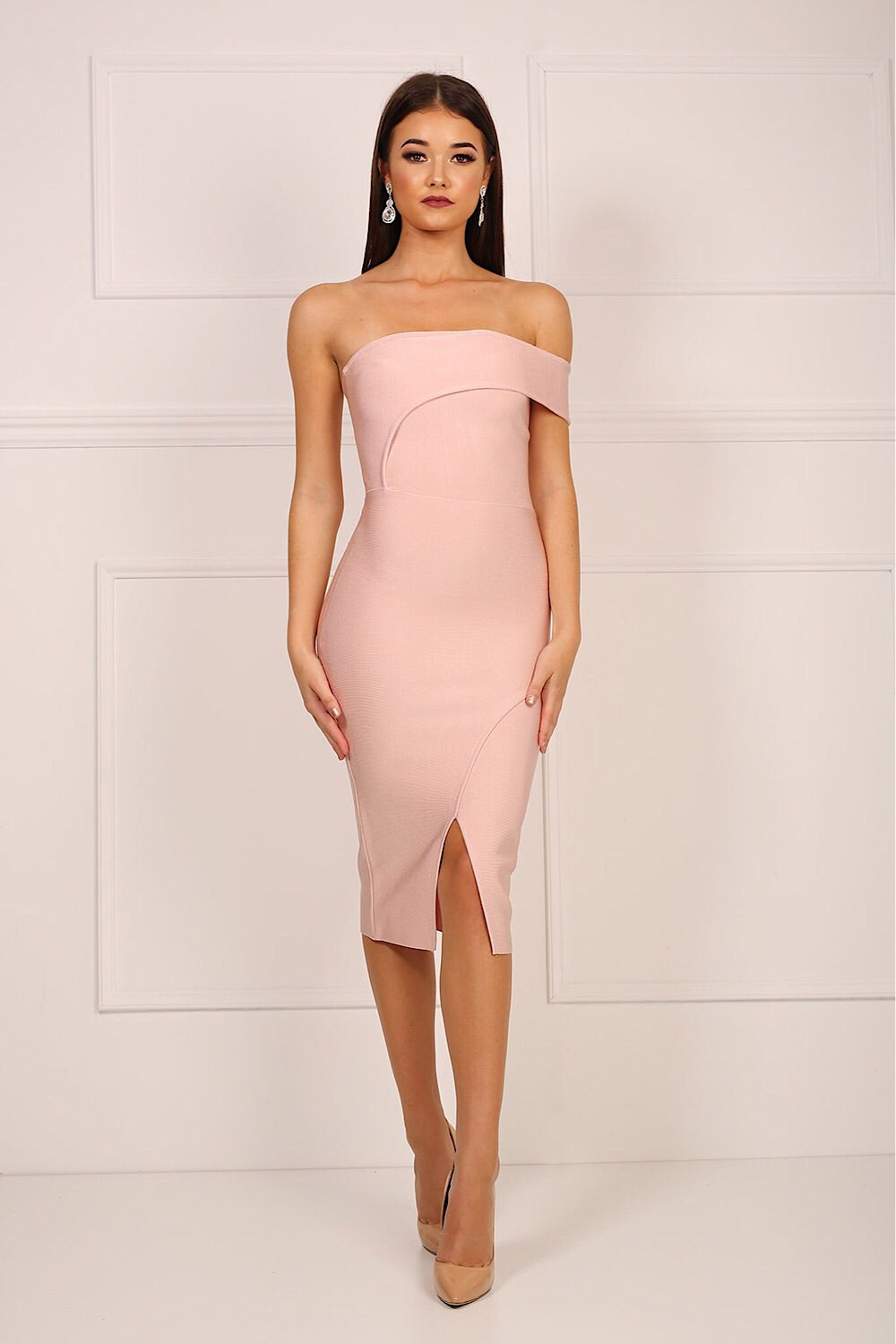 Molly Pink One Shoulder Bandage Dress Blush Boutique