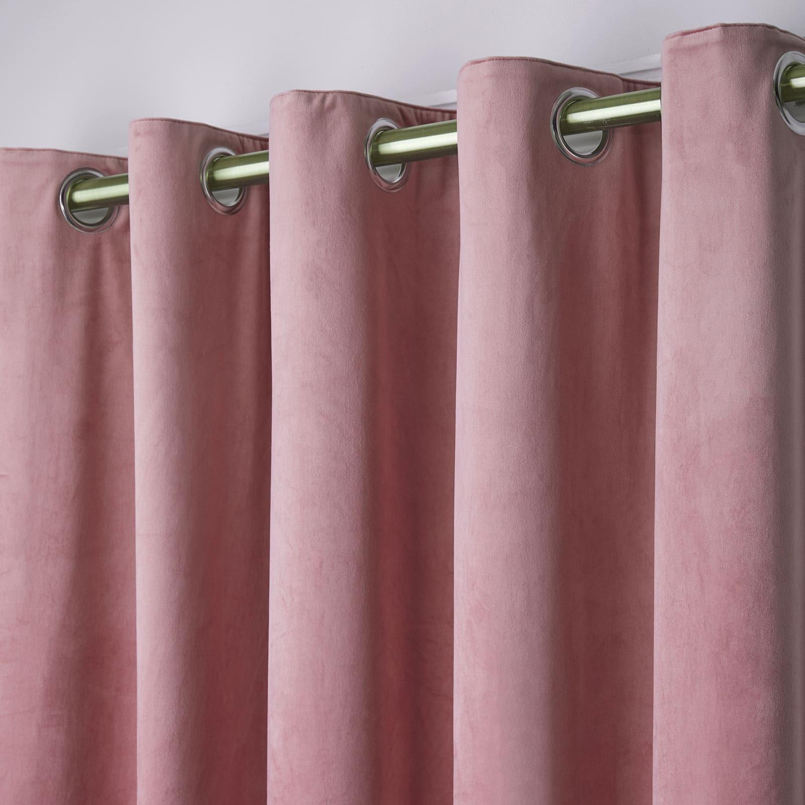 Montrose Velvet Blackout Eyelet Curtains Blush Pink Ideal Textiles