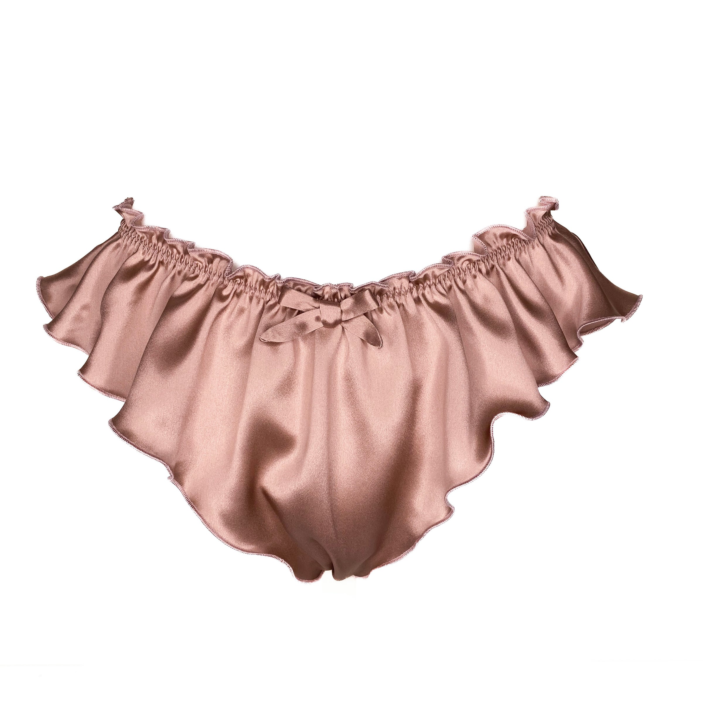 Mini Silk French Knicker Rose Gold Pink Silk Lingerie Desvalido Australia