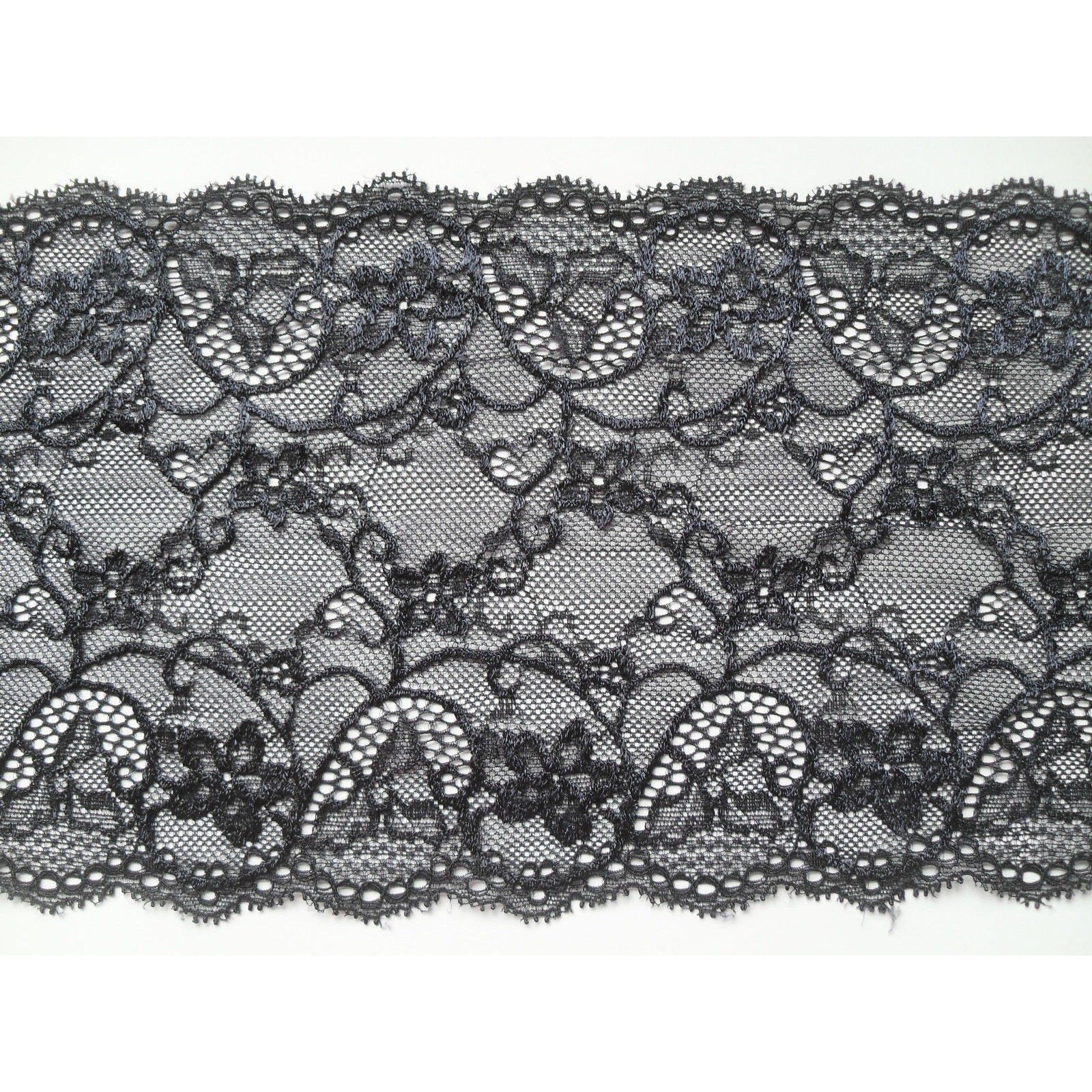 Black Silky Soft Stretch Lace 17cm675 The Lace Co