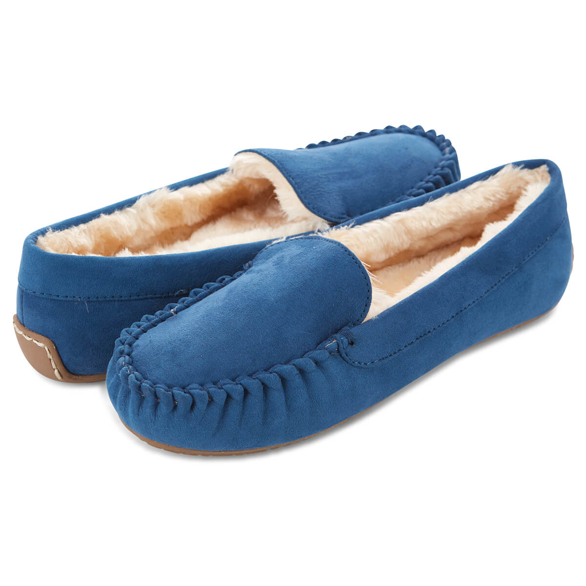 Womens Lily Moccasin Faux Suede Slippers