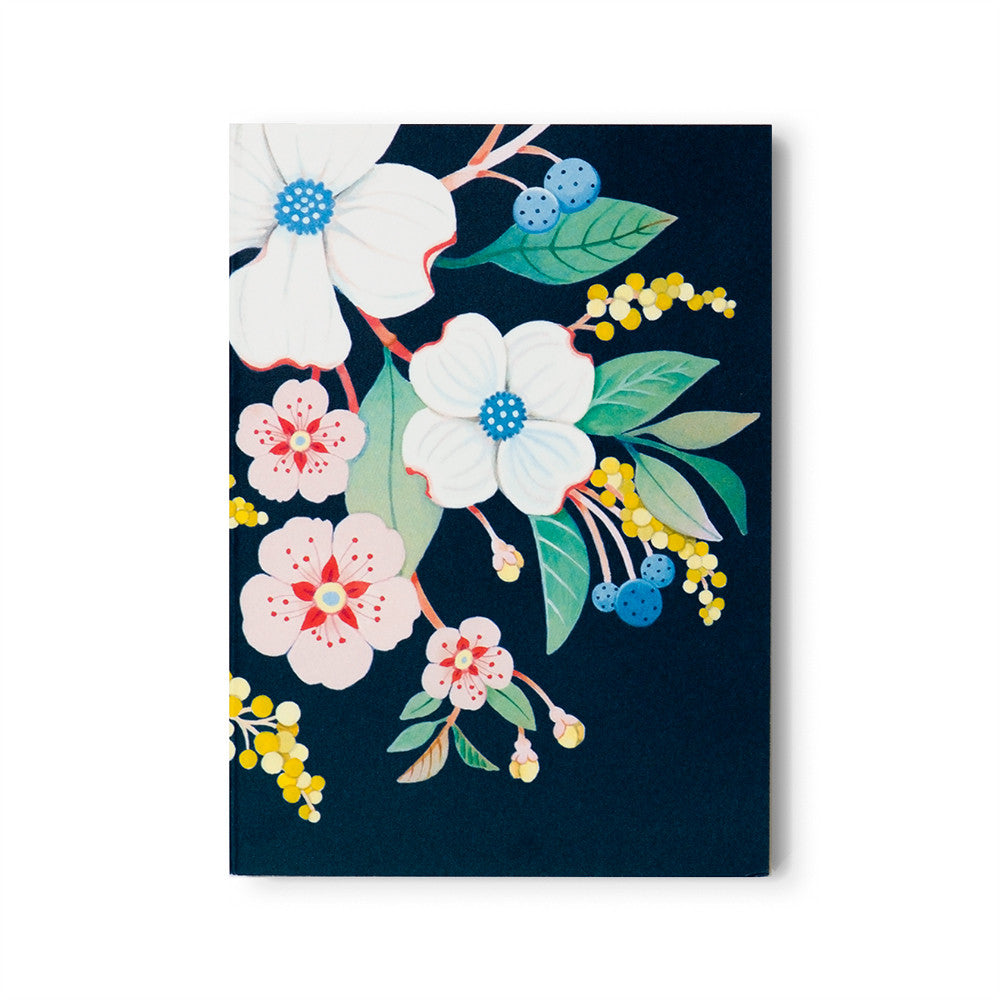 Navy Floral Pocket Notepad Joojoo Paper