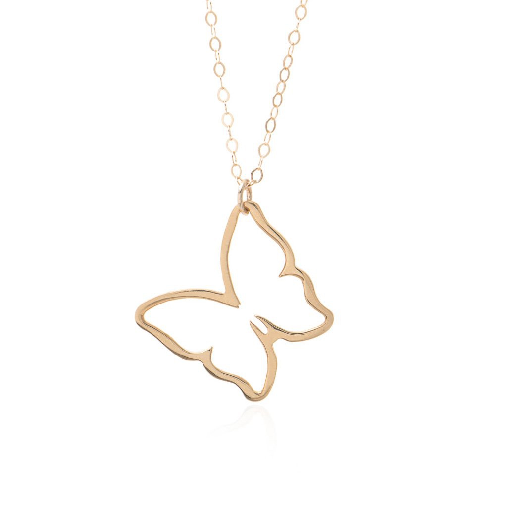 Gold Butterfly Pendant Necklace Sincerely Silver