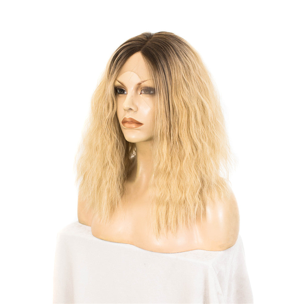 Premium Wig Rooted Honey Blonde In Medium Curl Lace Front Wig Uniqso