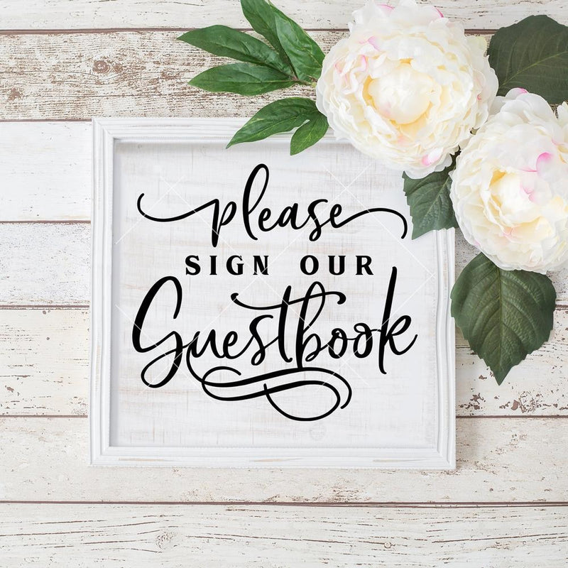 Please Sign Our Guestbook Wedding Sign Svg Png Dxf Eps Chameleon