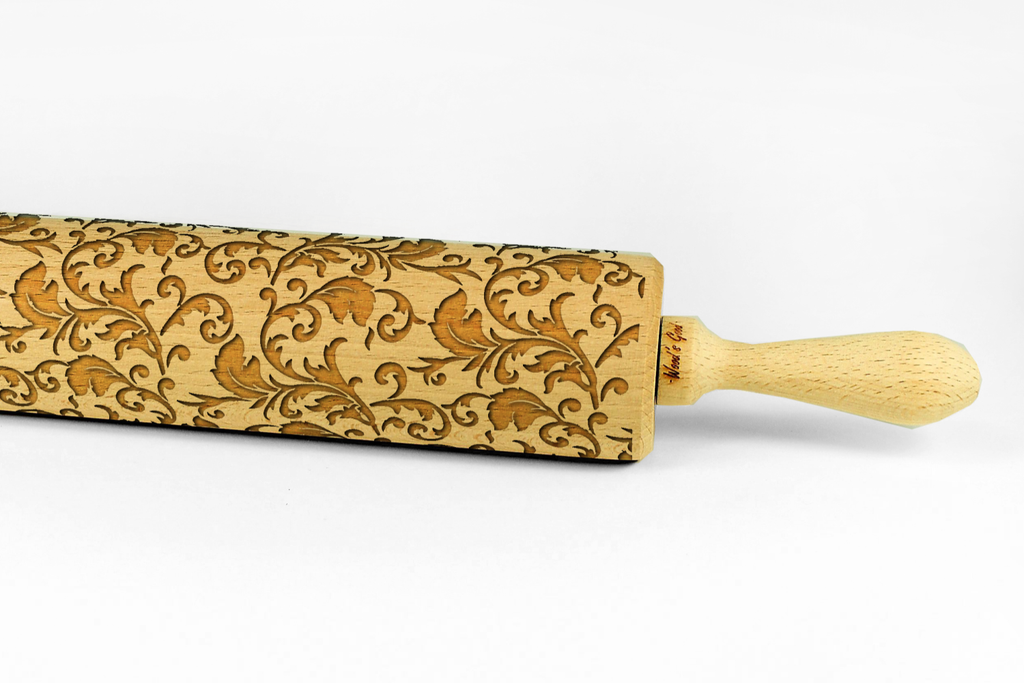 Floral Embossing Wooden Rolling Pin Woods Good