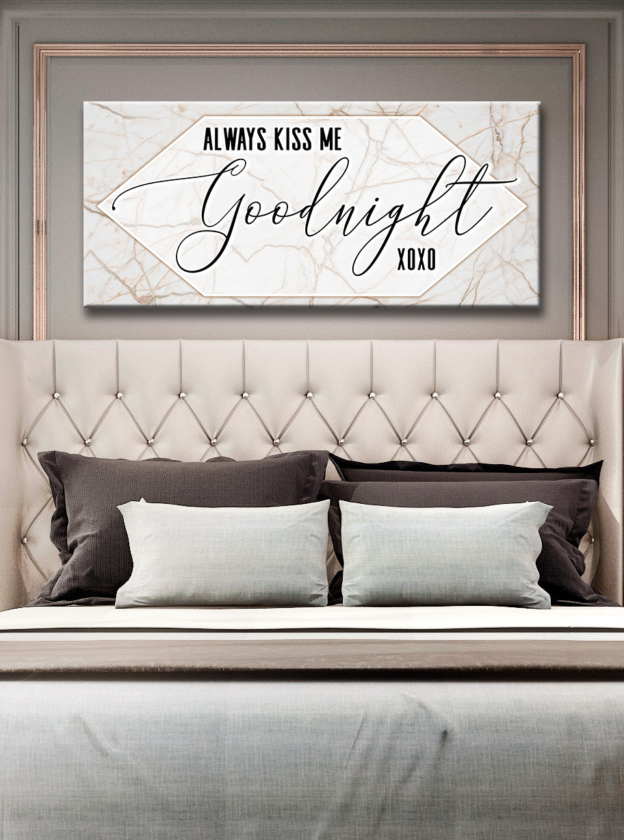 Couples Wall Art Always Kiss Me Goodnight V2 Wood Frame Ready To Han