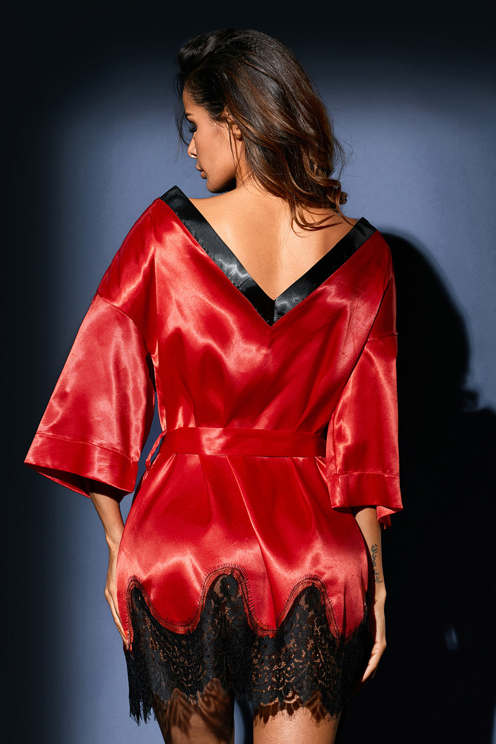 Sexy Red Luxurious Satin Robe Nightwear Sexy Affordable Clothing