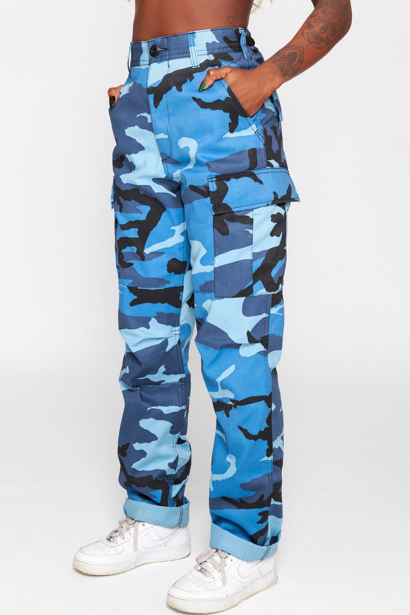 Sky Blue Camo Cargo Pants Goodbye Bread