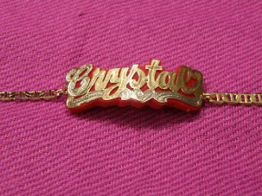 Personalized 14k Gold Plate Single Plate Any Name Bracelet Any Color